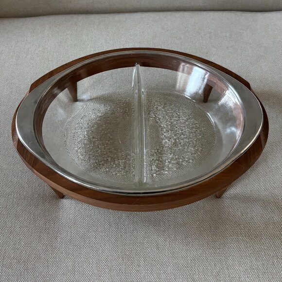 Glasbake | Kitchen | Vintage Glasbake Footed Walnut Tray Divided ...